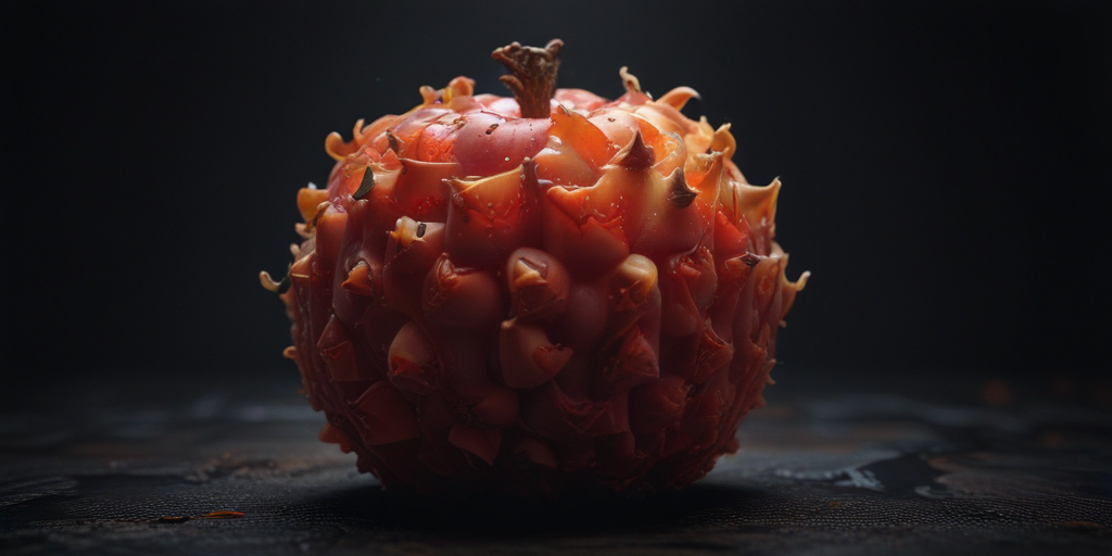 Unique and Unusual Spiky Fruit Displayed Against a Dark Background