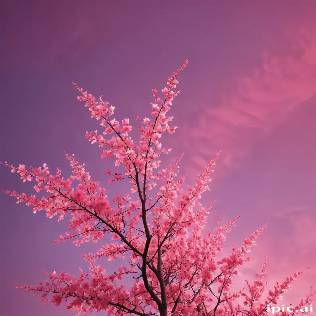 Beautiful Cherry Blossom Tree Against a Dreamy Pink and Purple Sky