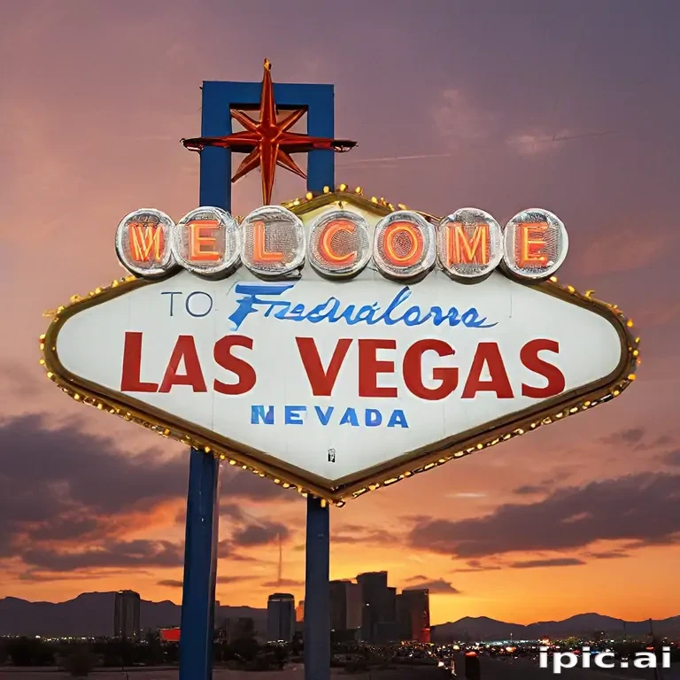 Iconic Welcome Sign Illuminated at Dusk in Fabulous Las Vegas, Nevada