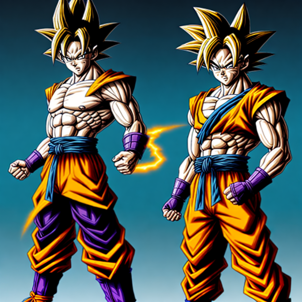 Goku from Dragon Ball merging with Scorpion from Mortal Kombat