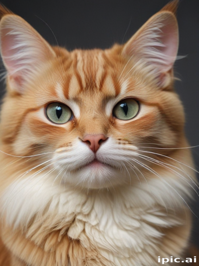 Charming Ginger Cat with Striking Green Eyes and Luxurious Fur