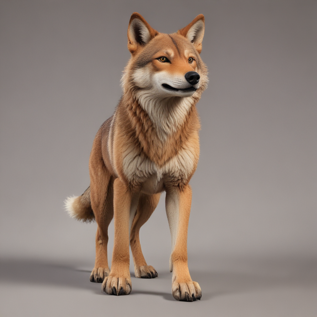 animated brown wolf standing on two feet