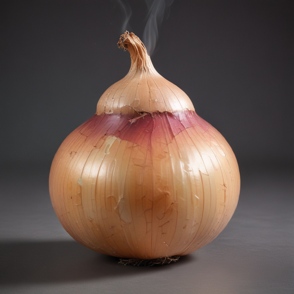 illustration of onion letting out gas