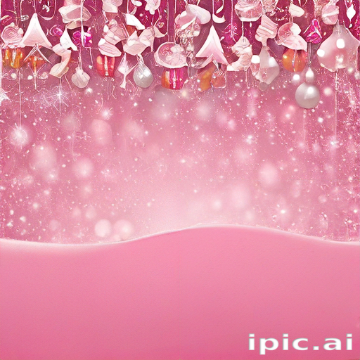 Whimsical Pink Background with Festive Decorations and Sparkling Elements