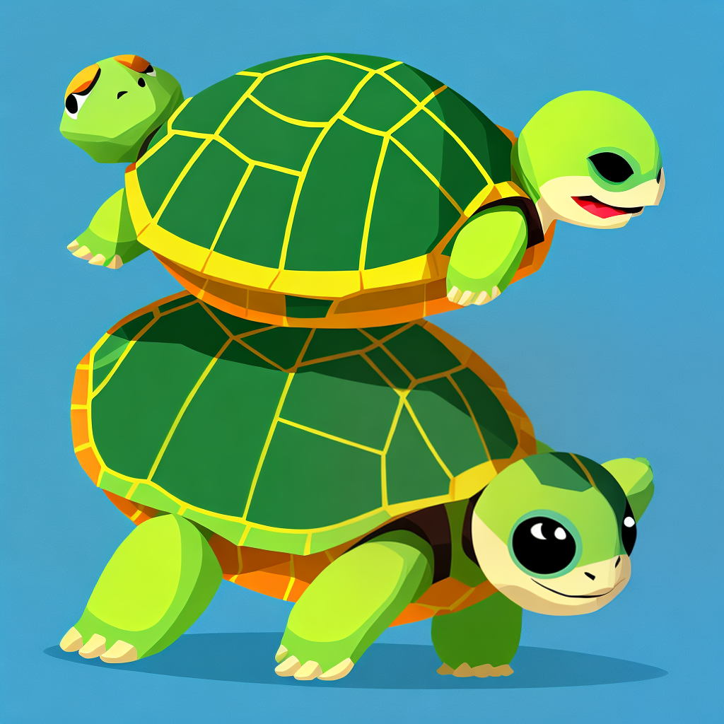 cute superhero turtle in flat design