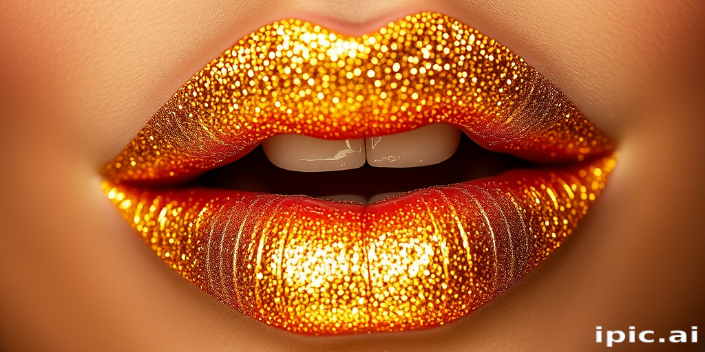Radiant Golden Glitter Lips Captivating Attention and Igniting Glamour ...
