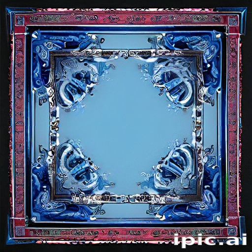 Intricate Blue and Silver Decorative Frame with Artistic Flourishes and ...