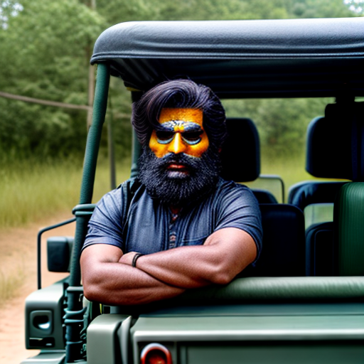 RAVAN sitting in jeep