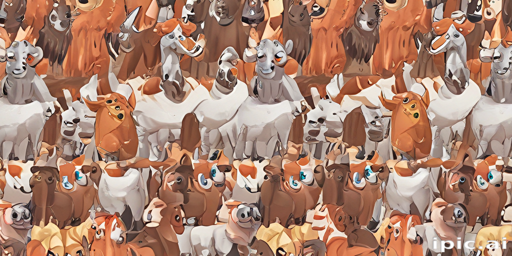 A Whimsical Gathering of Animated Farm Animals in Cheerful Harmony