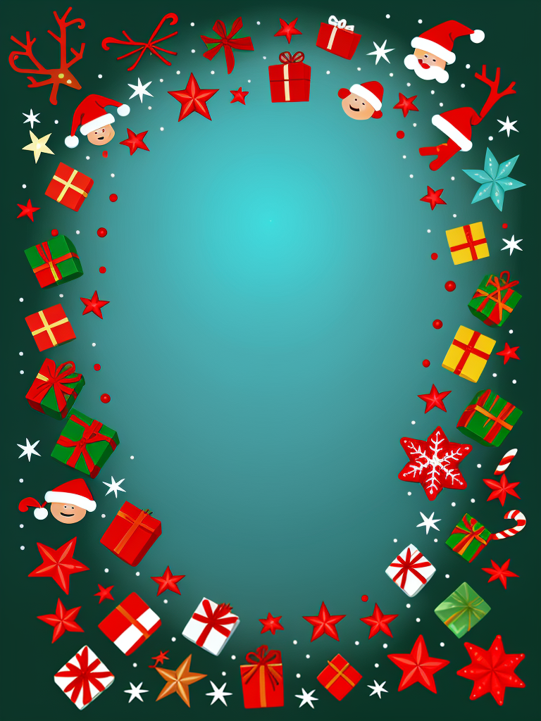 Festive Holiday Frame with Santa, Gifts, and Cheerful Decorations for ...