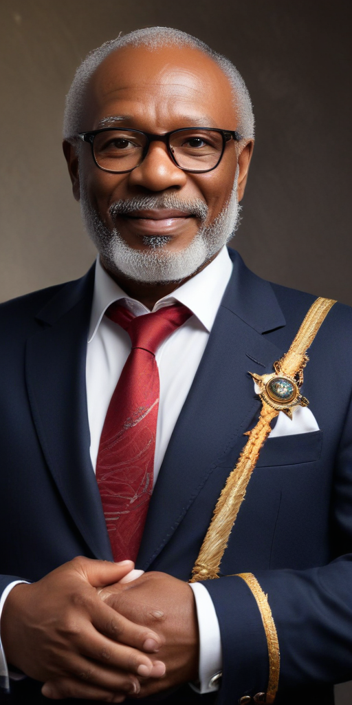 A Distinguished Gentleman in Formal Attire with a Regal Presence and Medal.