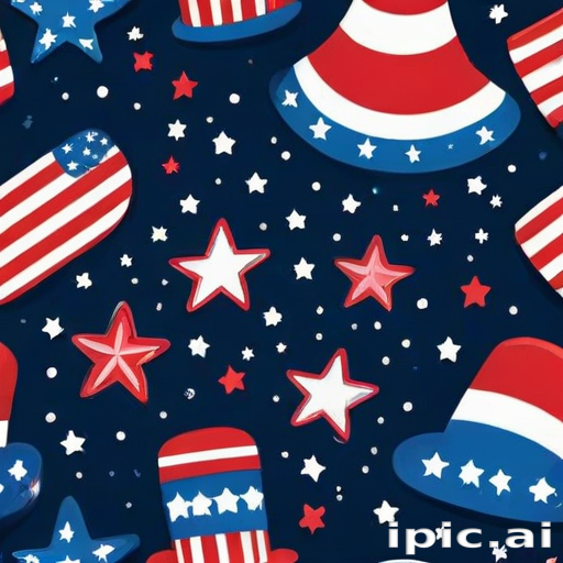 Festive Pattern Featuring Red, White, and Blue Hats and Stars