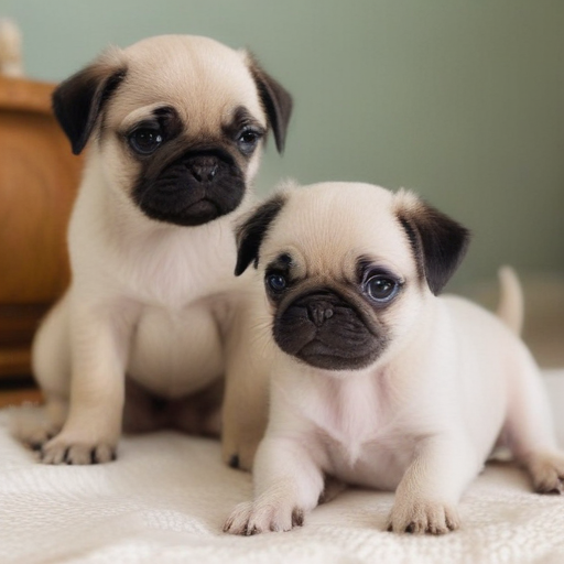 Cute baby goat and baby pug