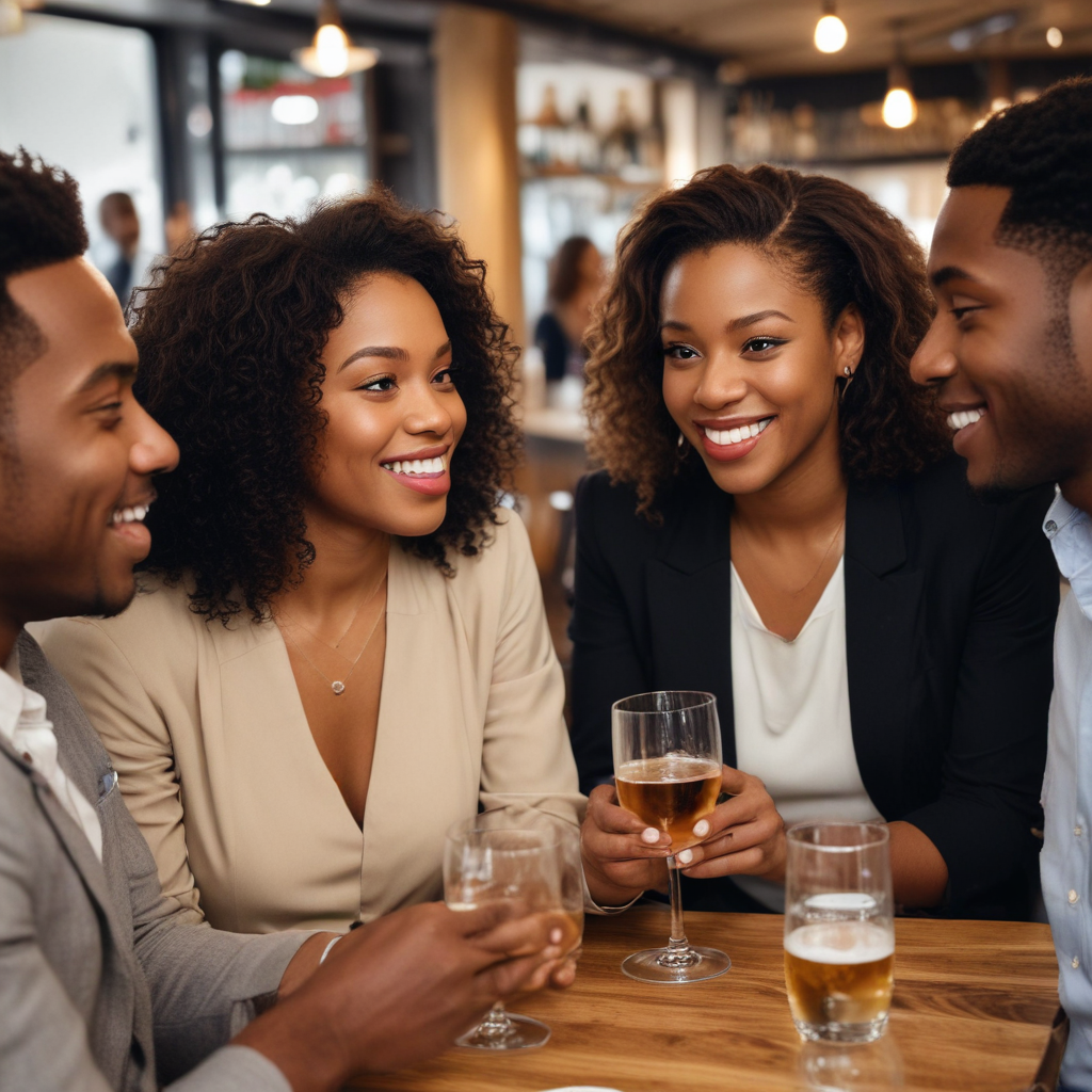 urban successful confident Black professionals networking and having a ...