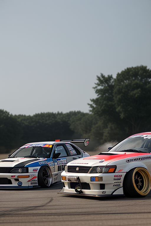 Exciting Drift Racing Action Between Two High-Performance Sports Cars ...