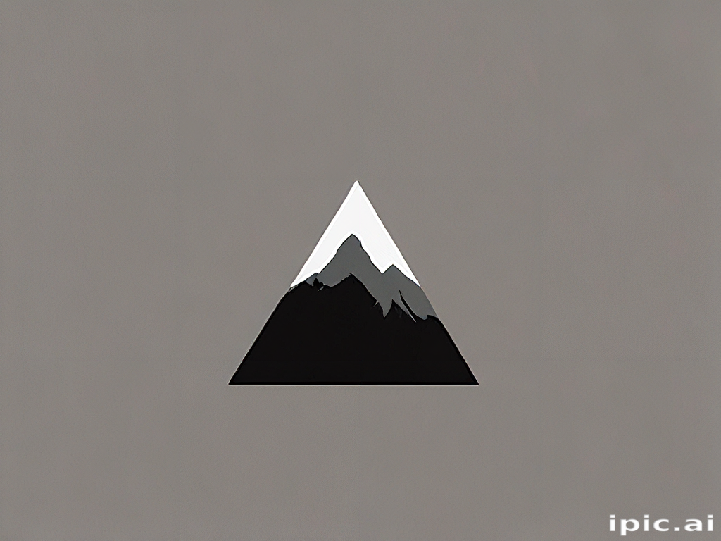 Stylized Mountain Peak Against a Minimalist Gray Background in Modern Art