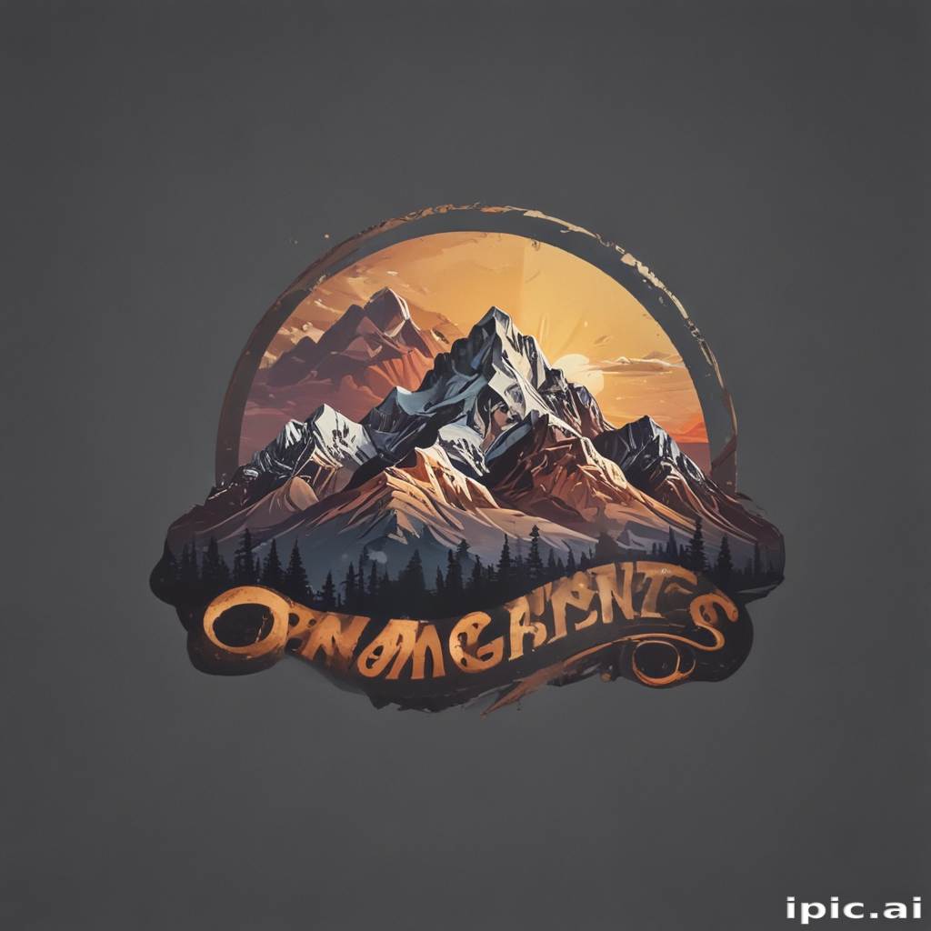 Majestic Mountain Landscape with Sunset and Adventure-Themed Typography ...