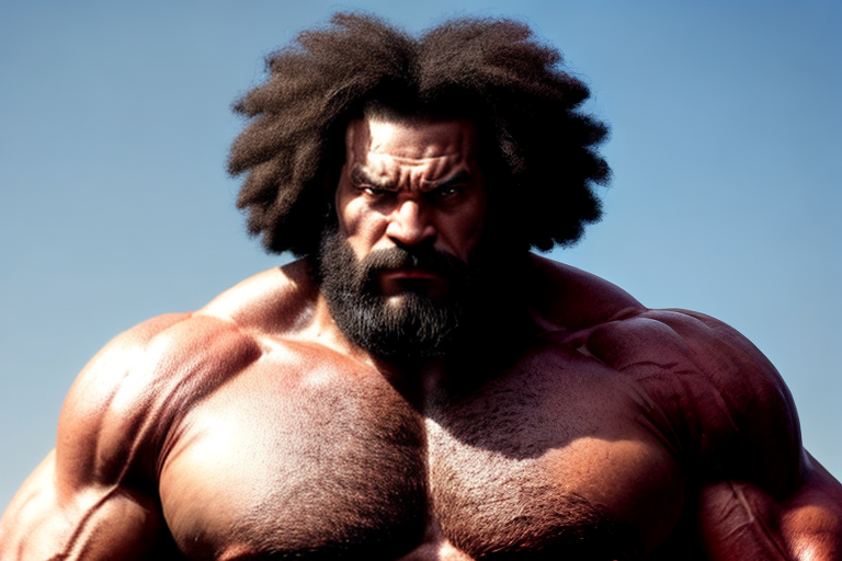 A strong, large, man with a curly head, and one eye on his forehead