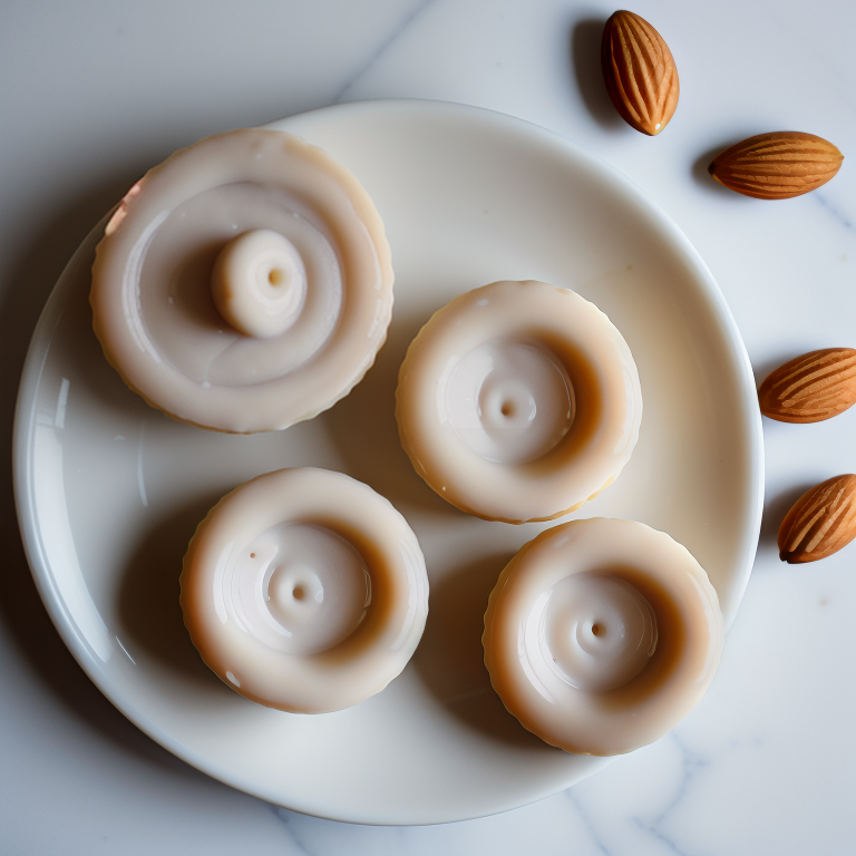 Delicate Homemade Almond-Scented Candles Arranged on an Elegant Plate.