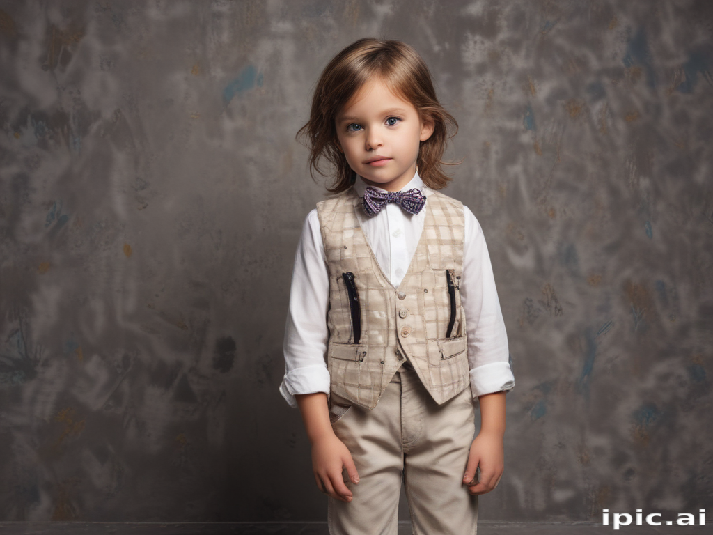 A Stylish Young Boy Posing Elegantly in a Classy Outfit with Bow Tie