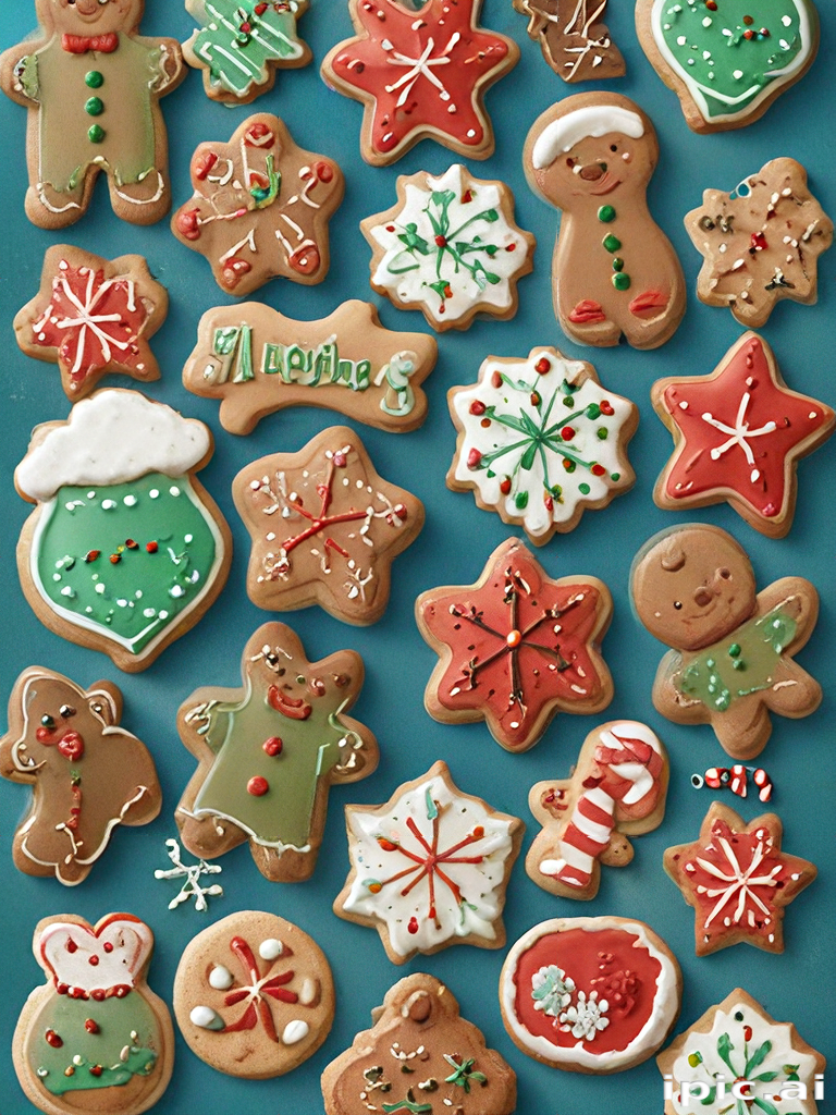 A Festive Assortment of Colorfully Decorated Holiday Cookie Treats.