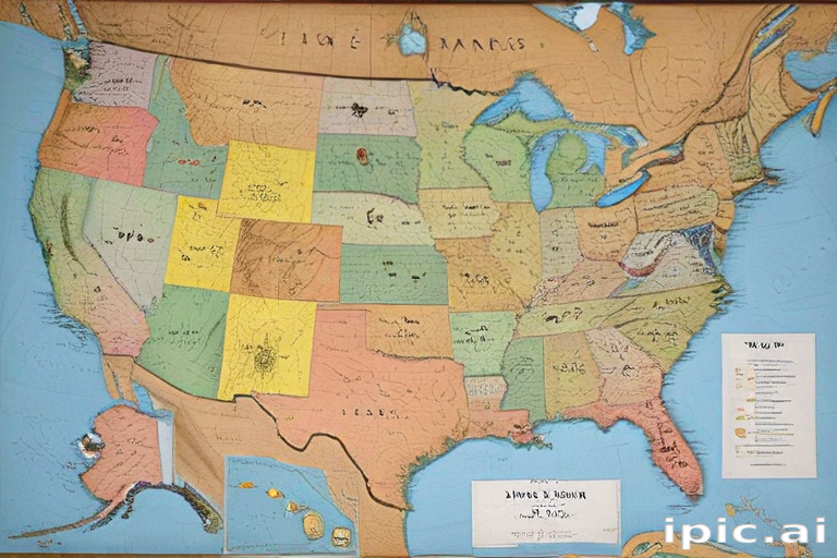 Detailed Map of the United States Highlighting States and Geographic ...