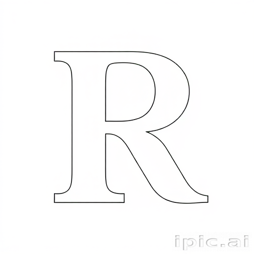 Stylized Outline of the Letter R on a Plain White Background