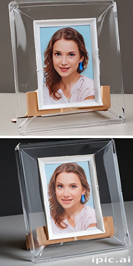 A Clear Photo Frame Displaying a Portrait of a Young Woman Smiling.