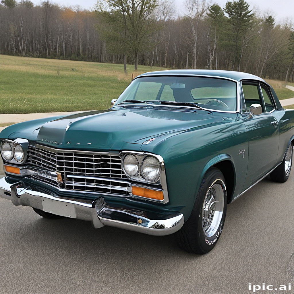 Classic Green Chevrolet Car Parked on a Scenic Country Road