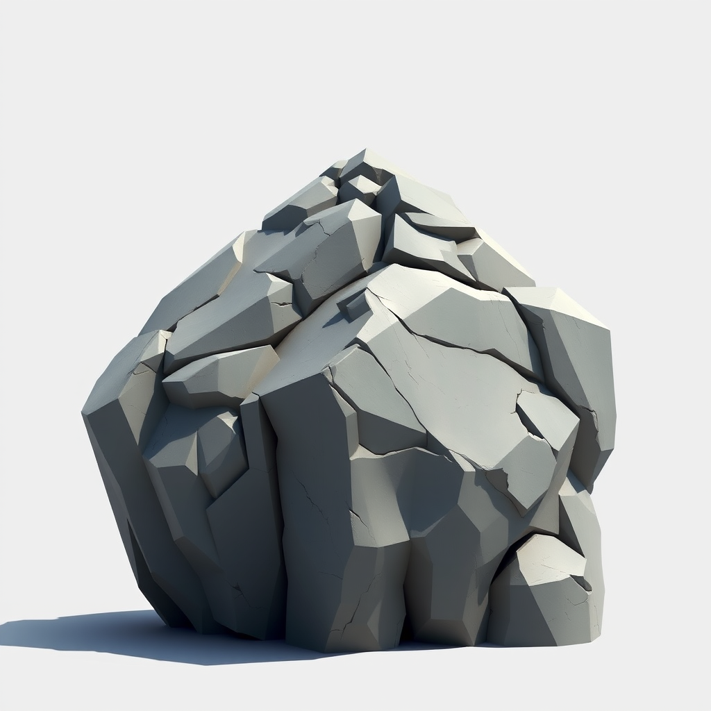 A Geometrically Stylized Rock Formation with Sharp Edges and Facets.