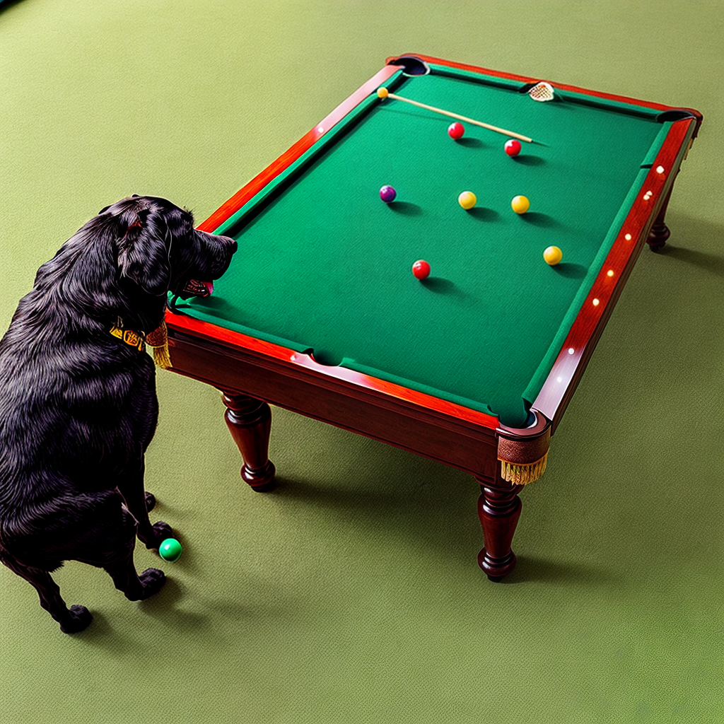 Dog playing snooker like a human