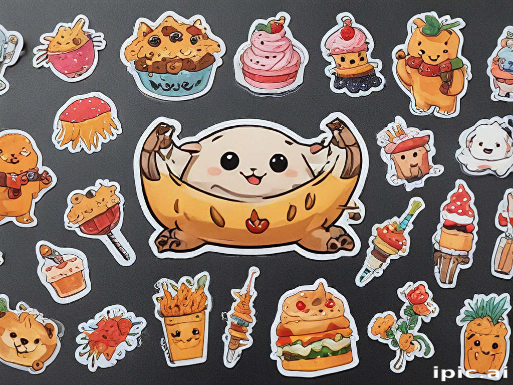 A Colorful Collection of Adorable Food-Themed Stickers Featuring Cute ...