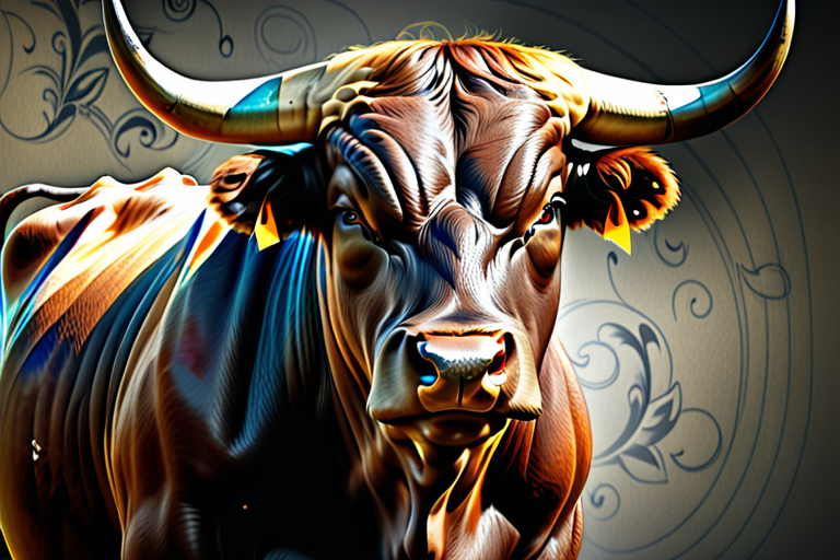 A Vibrant and Artistic Portrait of a Majestic Bull with Intricate ...