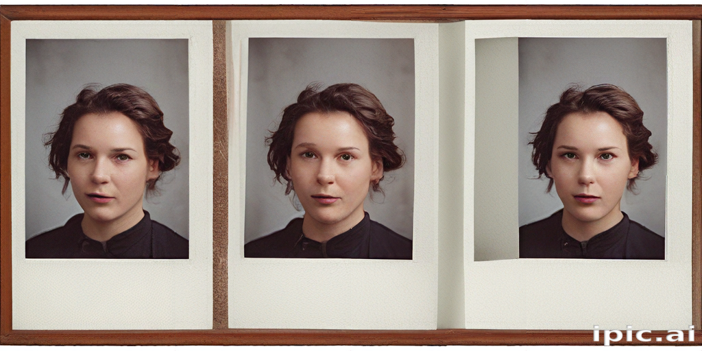 Triptych of Portraits Showcasing a Young Woman's Expressive Features and Emotions