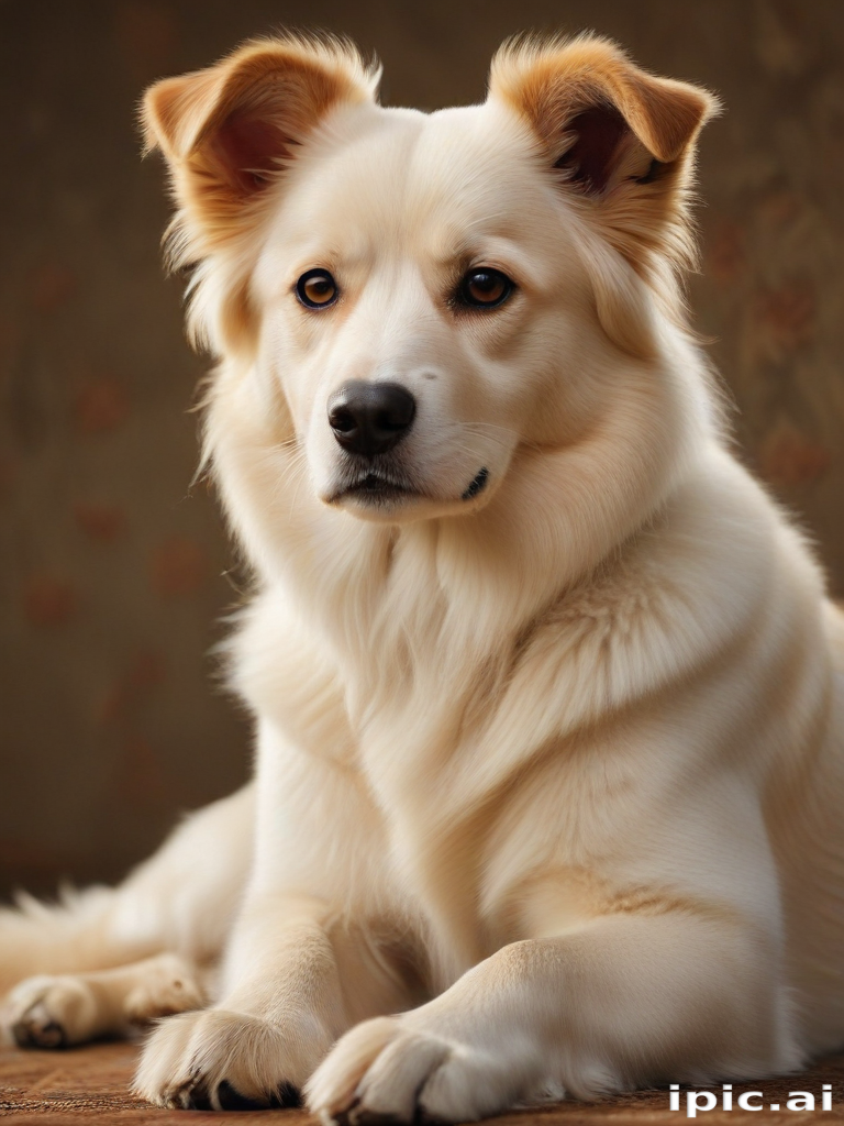 A Beautiful Golden-Hued Dog Posing Elegantly in a Soft, Cozy Setting.