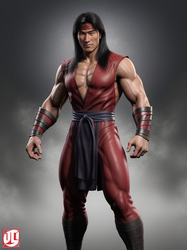 A Powerful Warrior in a Red Outfit Stands Confidently Against a Dark ...