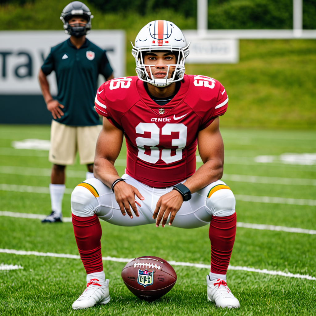 a lightskin man in football gear with no sponsors or words on the ...