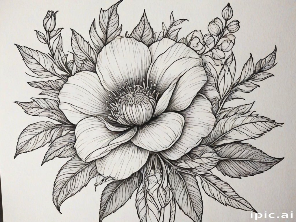 flower line work