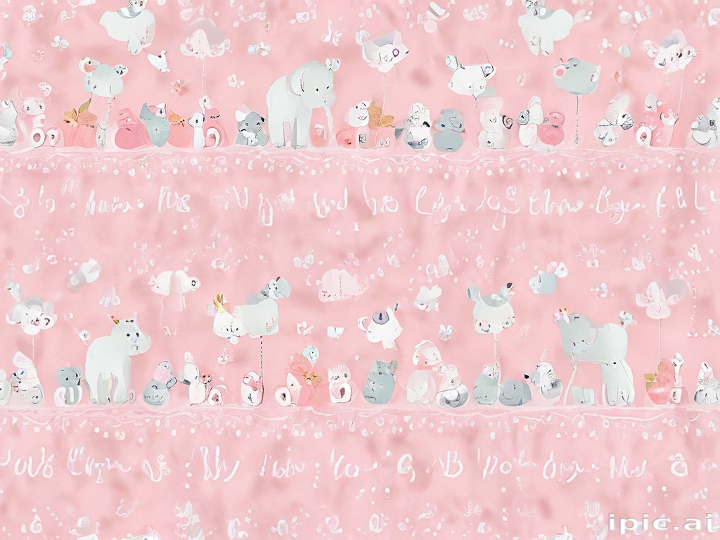Adorable Illustrated Animal Parade on Soft Pink Background with ...