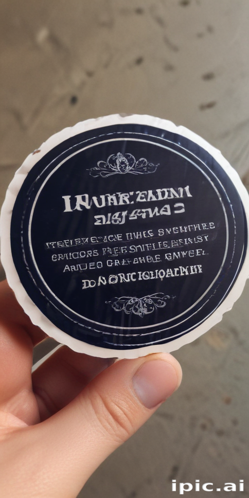 Stylish Round Sticker with Intriguing Text and Decorative Design Elements