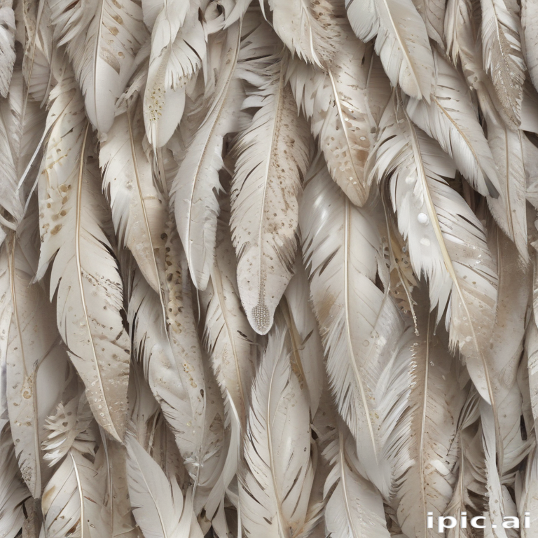 A Beautiful Collection of Delicate White Feathers in Natural Arrangement.