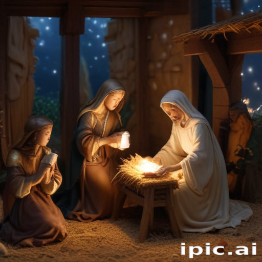 Nativity Scene Depicting the Birth of Jesus with Mary and Joseph