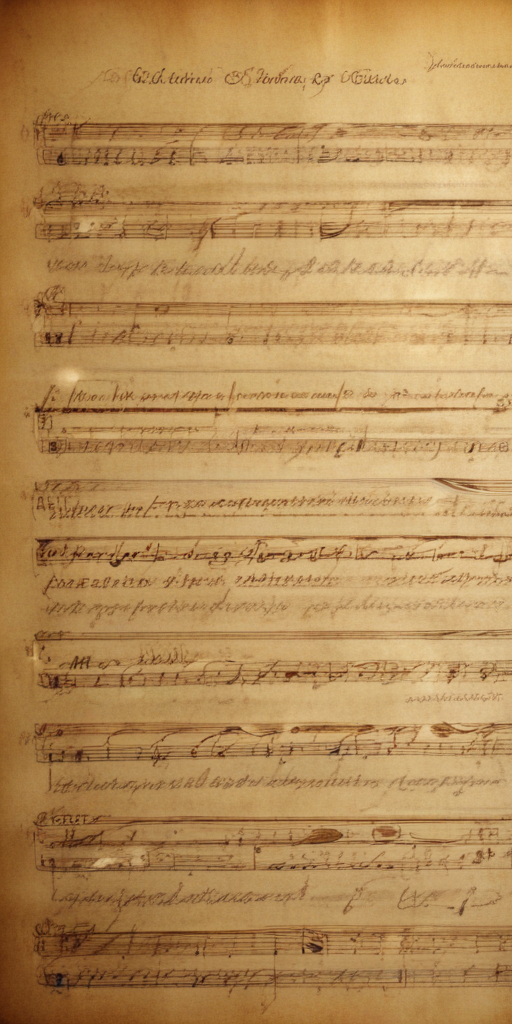 Historic Manuscript Featuring Handwritten Musical Notation and Lyrics ...