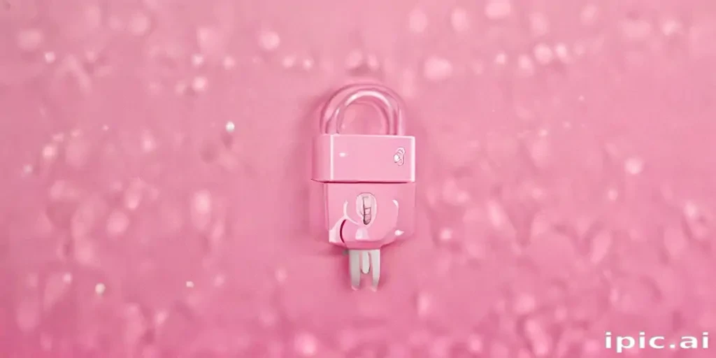 Charming Pink Lock Against a Soft Pink Background with Raindrops
