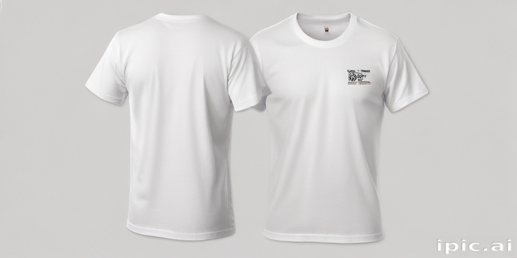 Plain White T-Shirt with Simple Graphic Design on Front and Back