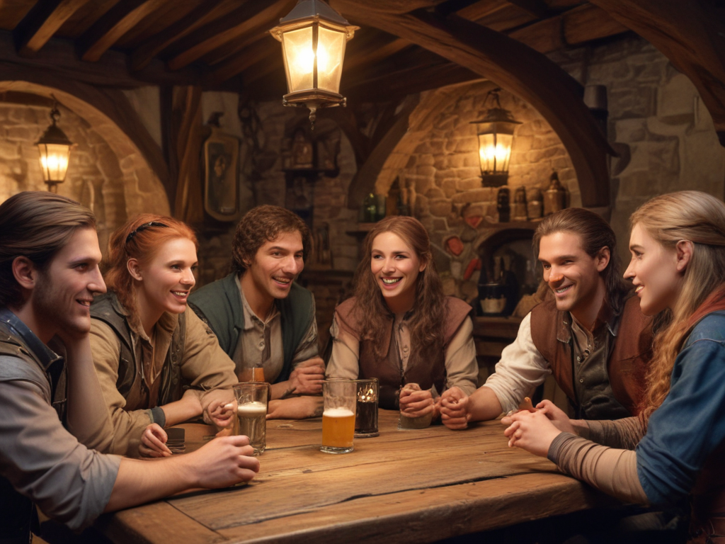 Dnd group in a tavern with friends