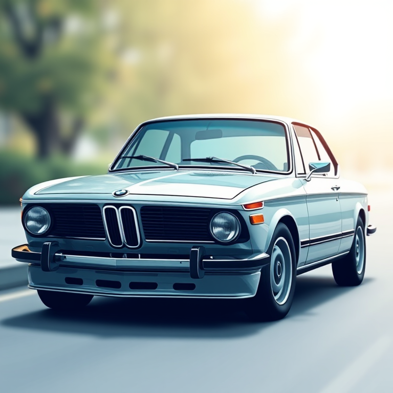 Create a high-resolution digital illustration of a classic BMW car ...