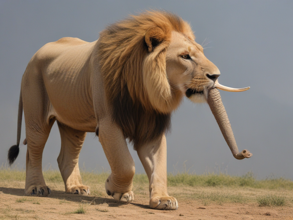 fusion of a lion and an elephant lutador
