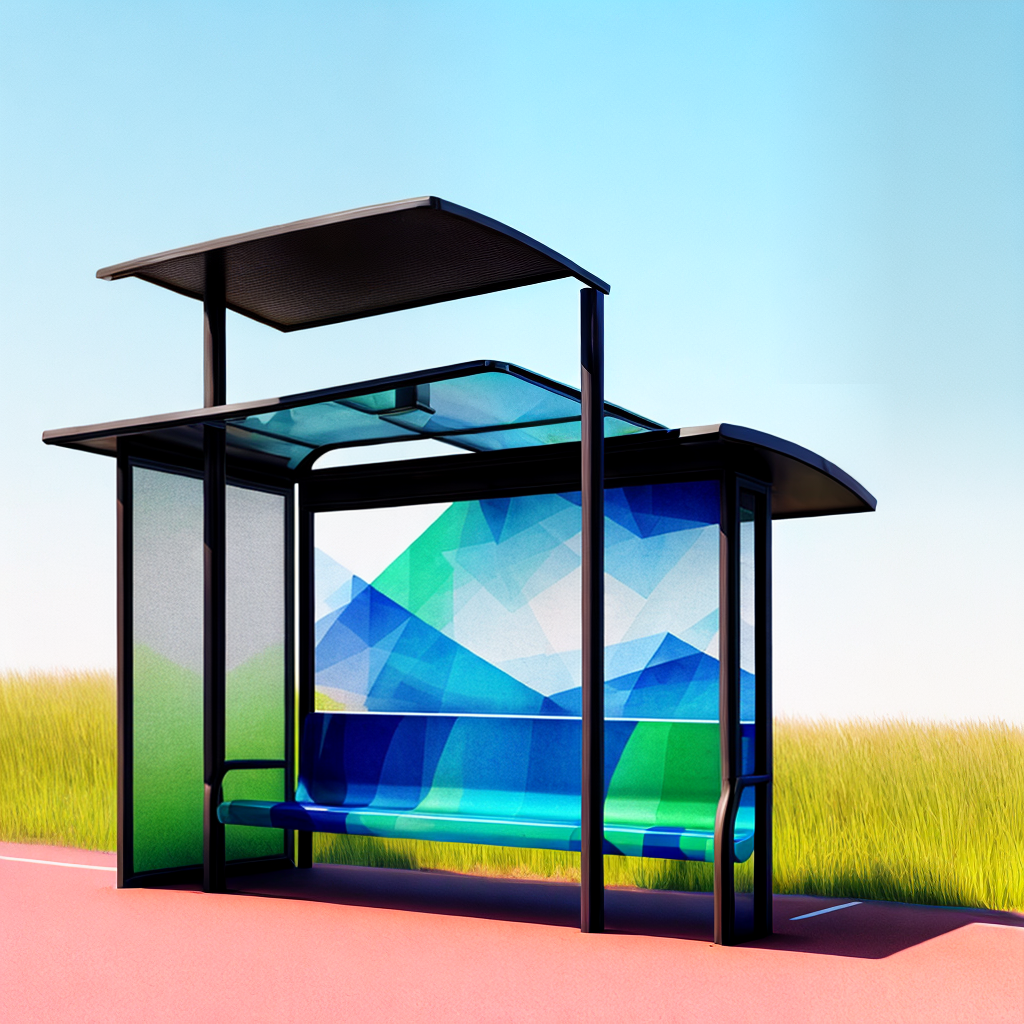 realistic bus stop geometric smudged