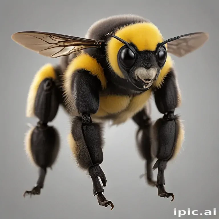 A Close-Up View of a Detailed Bumblebee with Striking Yellow and Black Fur.